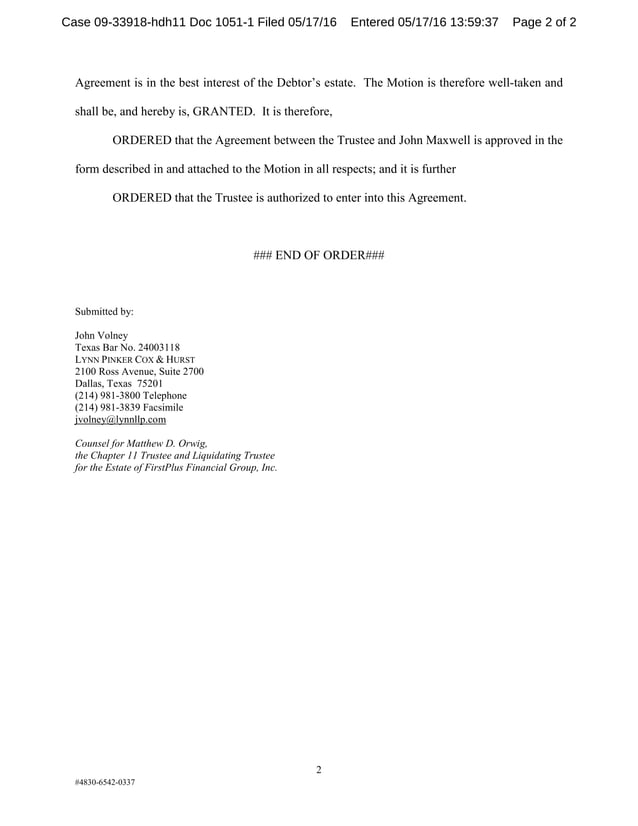 Doc1051 john maxwell settlement agreement | PDF