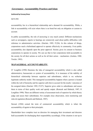 Governance - Accountability Practices and Isalam ---1(1) | DOC | Islam ...