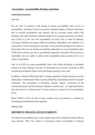 Governance - Accountability Practices and Isalam ---1(1) | DOC | Islam ...