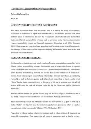 Governance - Accountability Practices and Isalam ---1(1) | DOC | Islam ...