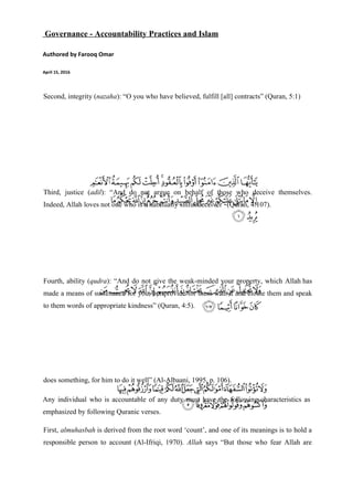 Governance - Accountability Practices and Isalam ---1(1) | DOC | Islam ...