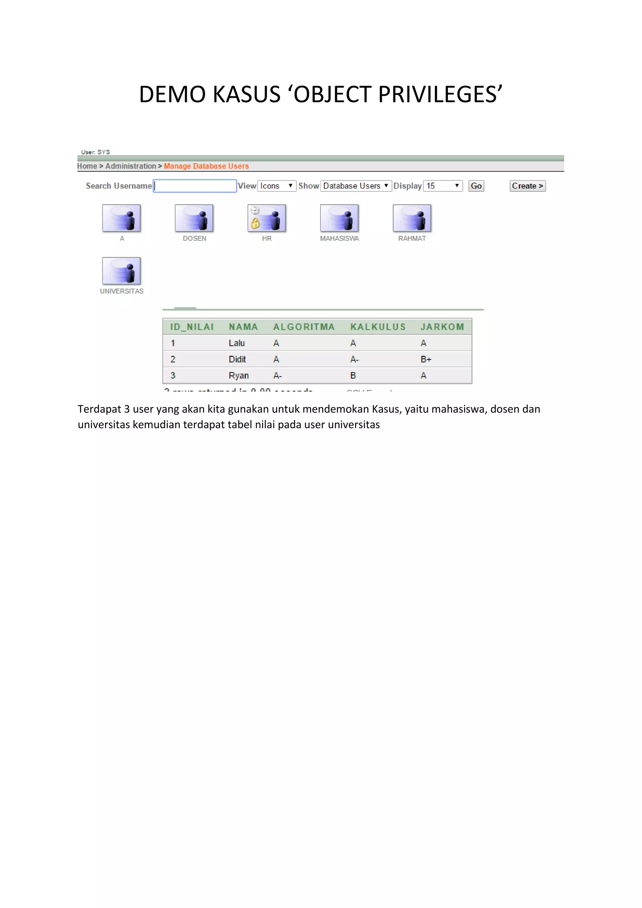 Studi Kasus Basic Security Oracle | PDF