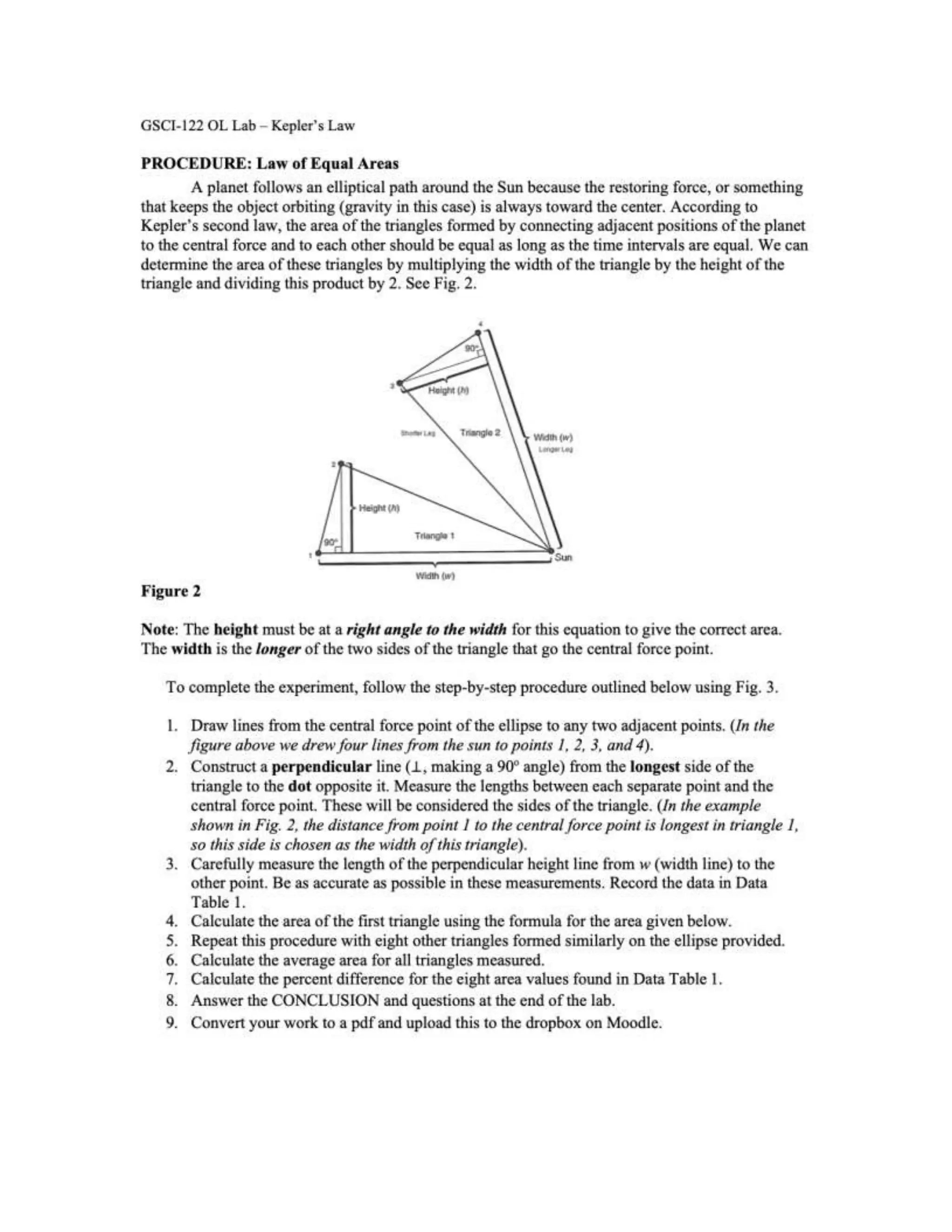 Kepler's Law Lab for GSCI-122-Lee University | PDF