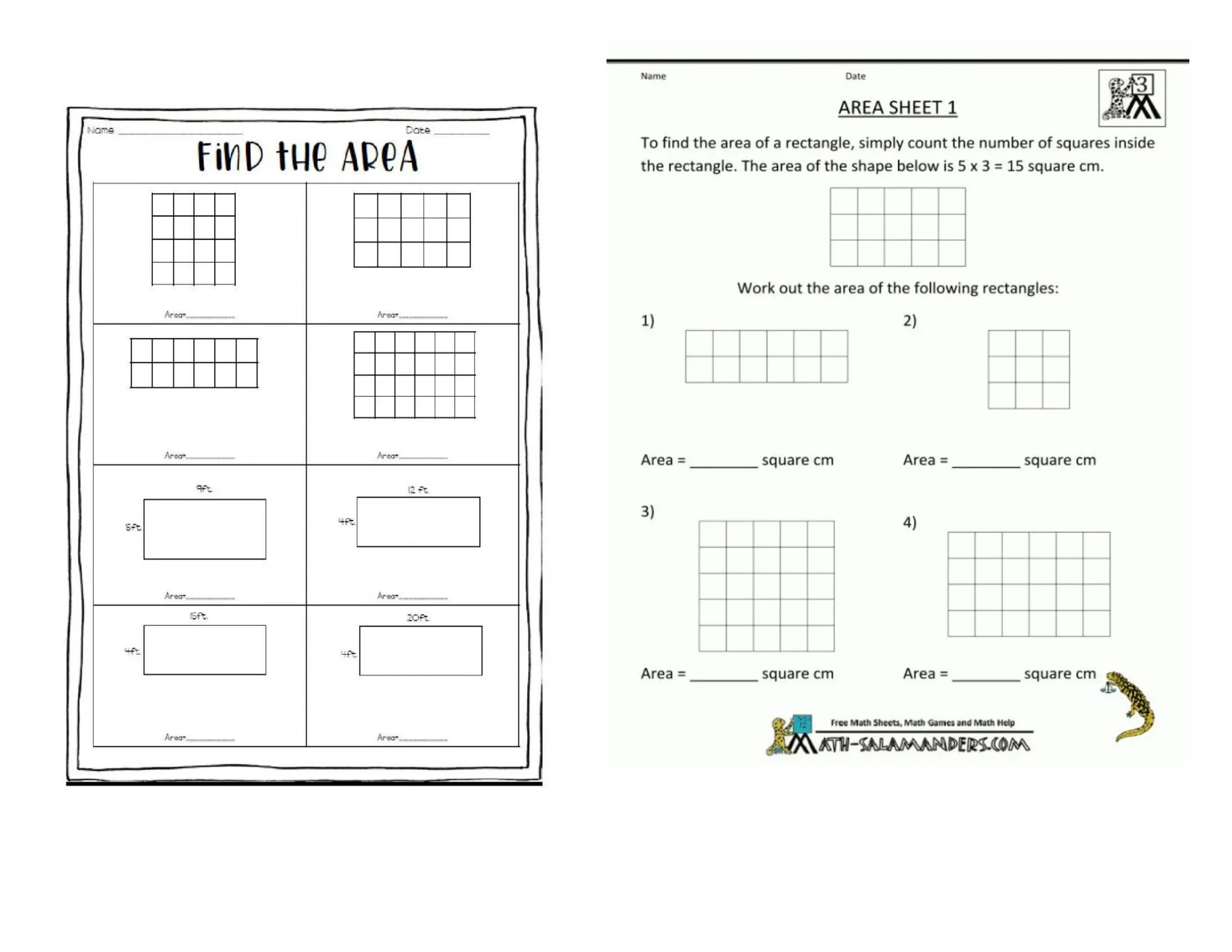 MATHEMATICS GRADE 3, LESSON AREA OF SQUARE AND RECTANGLE | DOCX