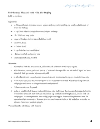 Obama Inauguration Lunch Menu Recipes | PDF