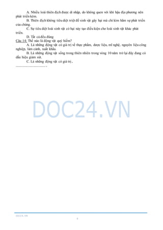 [Doc24.vn] cau hoi-trac-nghiem-theo-tung-chuong-mon-sinh-hoc-7-hkii | PDF