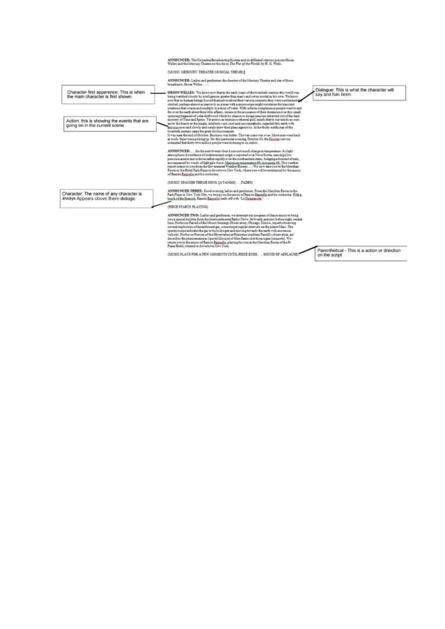 War of the worlds radio script annotation | PDF