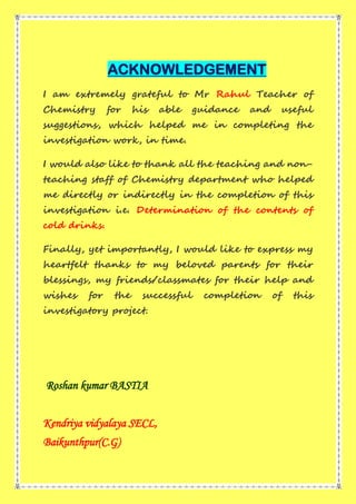 chemistry investigatory project class 12 | PDF