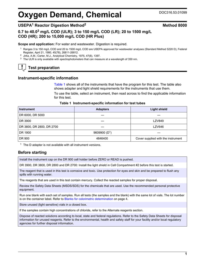 Chemical Oxygen Demand | PDF | Chemistry | Science