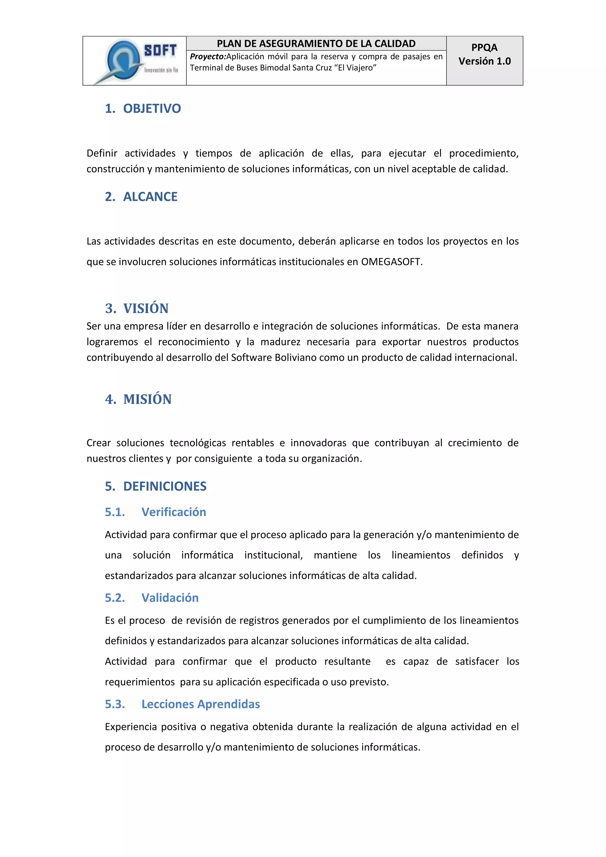Doc 4 plan de aseguramiento de la calidad (ppqa) | PDF