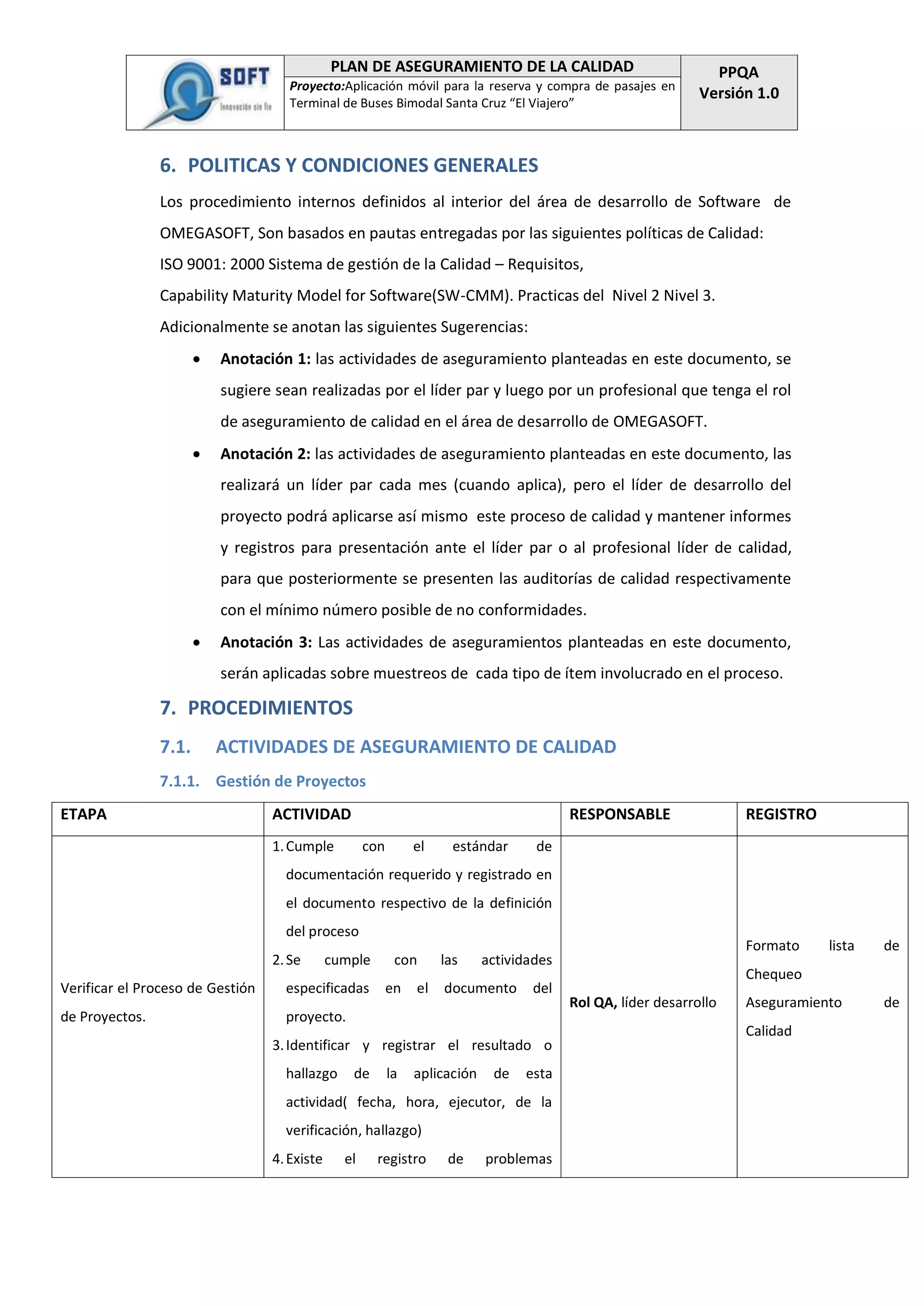 Doc 4 plan de aseguramiento de la calidad (ppqa) | PDF | Computer ...