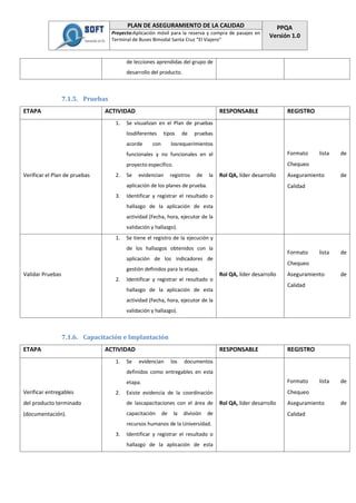 Doc 4 plan de aseguramiento de la calidad (ppqa) | PDF