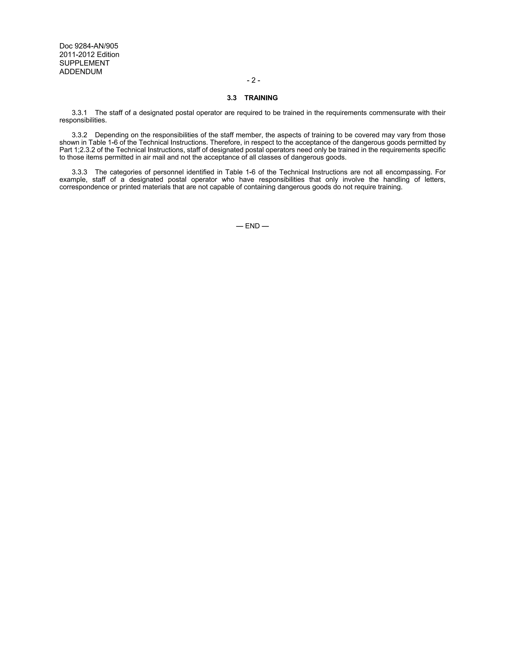 Doc 9284 sup addendum en | PDF