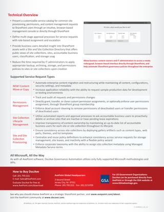 DocAve SharePoint Governance Automation Datasheet | PDF