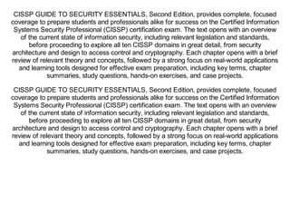 [PDF] CISSP Guide to Security Essentials | PDF | Technology & Computing
