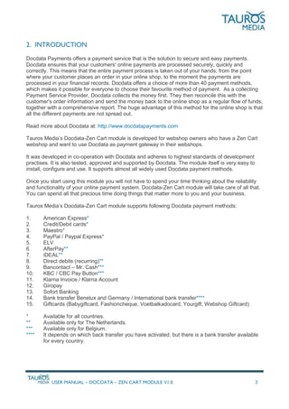 Magento Docdata zencart module user manual | DOCX