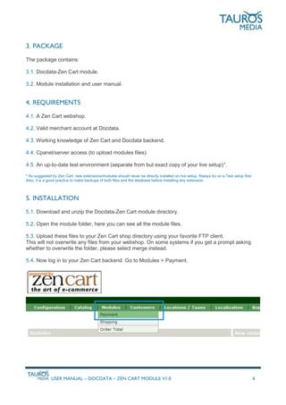 Magento Docdata zencart module user manual | DOCX