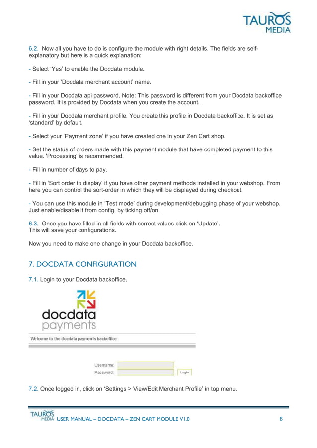 Magento Docdata zencart module user manual | DOCX