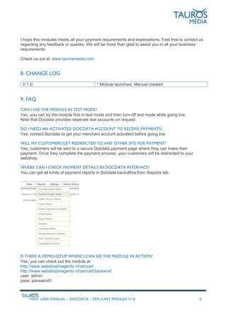 Magento Docdata zencart module user manual | DOCX