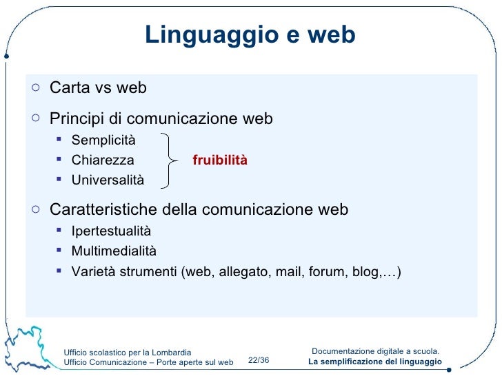 La semplificazione del linguaggio. Dal cartaceo al web, dalla lettera…