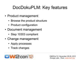 DocDokuPLM- Product Structure - Digital MockUp visualization using HTML5, OW2con’12, Paris | PPT