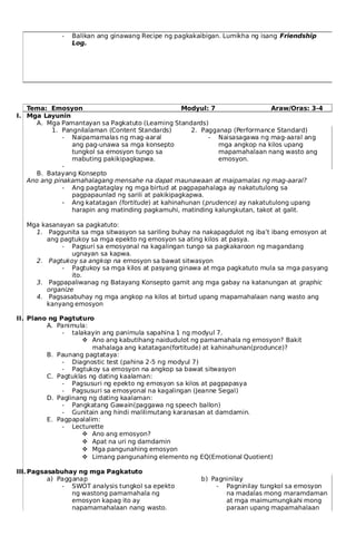 banghay aralin-sa-edukasyon-sa-pagpapakatao-gr-9-copypdf | PDF