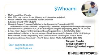 September 7, 2019 Cloud Native and Containerisation (Joint Meetup with Docker Bangalore ...