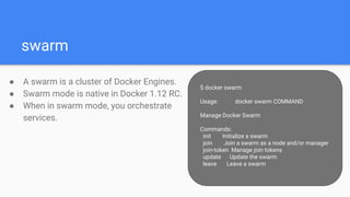 Docker 1.12 and swarm mode | PDF
