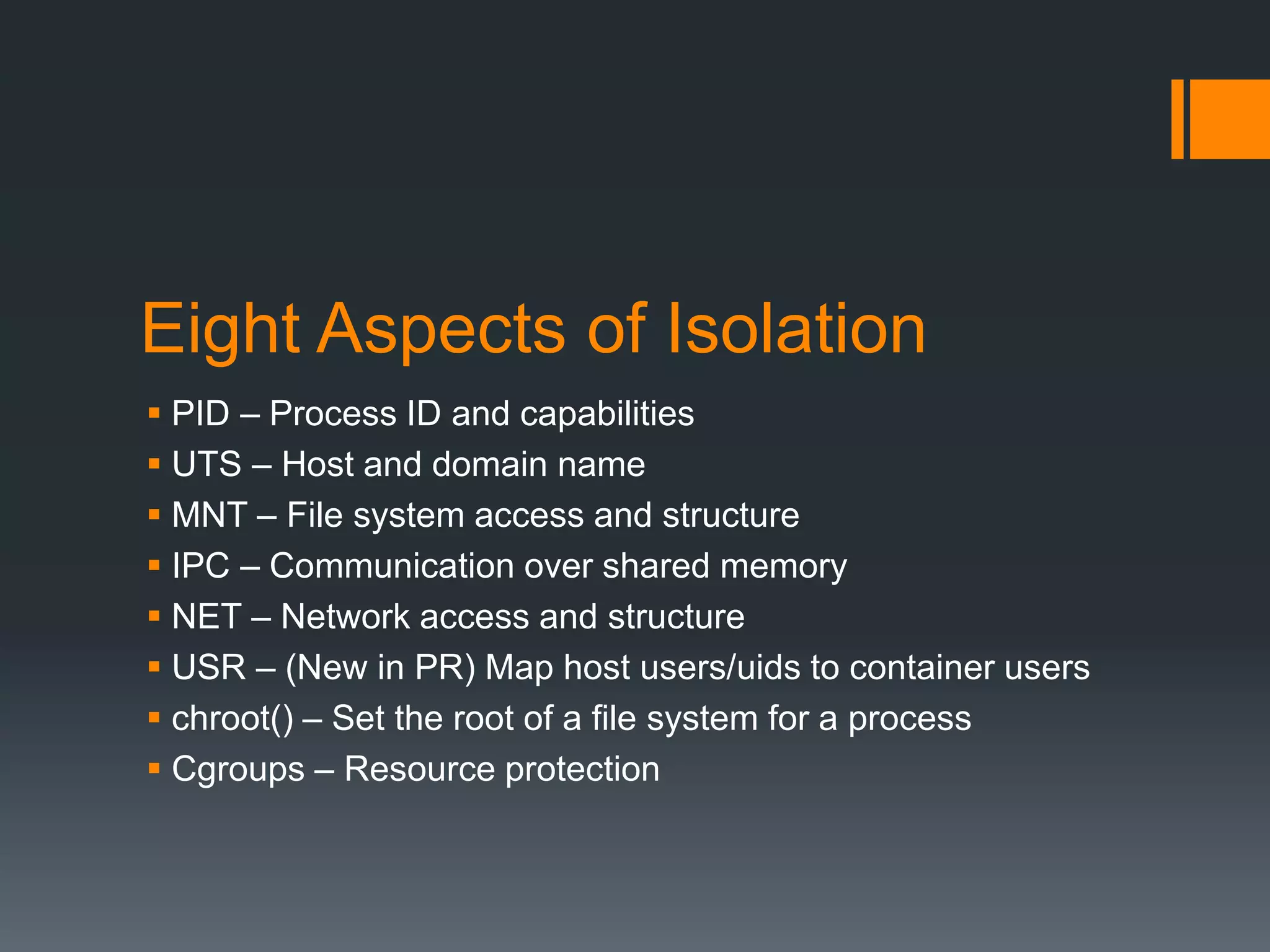 Docker: Aspects of Container Isolation | PPT