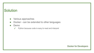 Docker for Developers.pdf | Operating Systems | Computer Software and Applications
