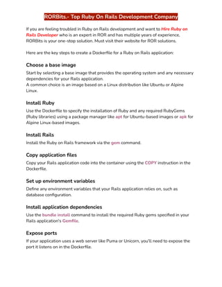 Docker For Ruby On Rails : Meaning, Benefits, & Use Cases | PDF