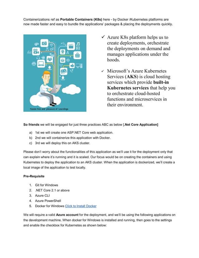 Dockerized Net Core Based App Services In Azure K8s Pdf