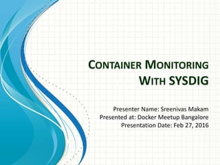Container Monitoring with Sysdig | PPT