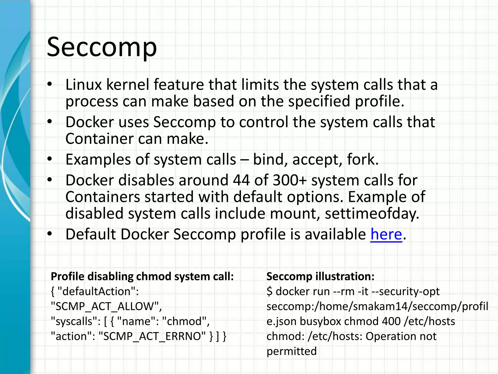 Docker Security Overview | PPTX | Operating Systems | Computer Software and Applications