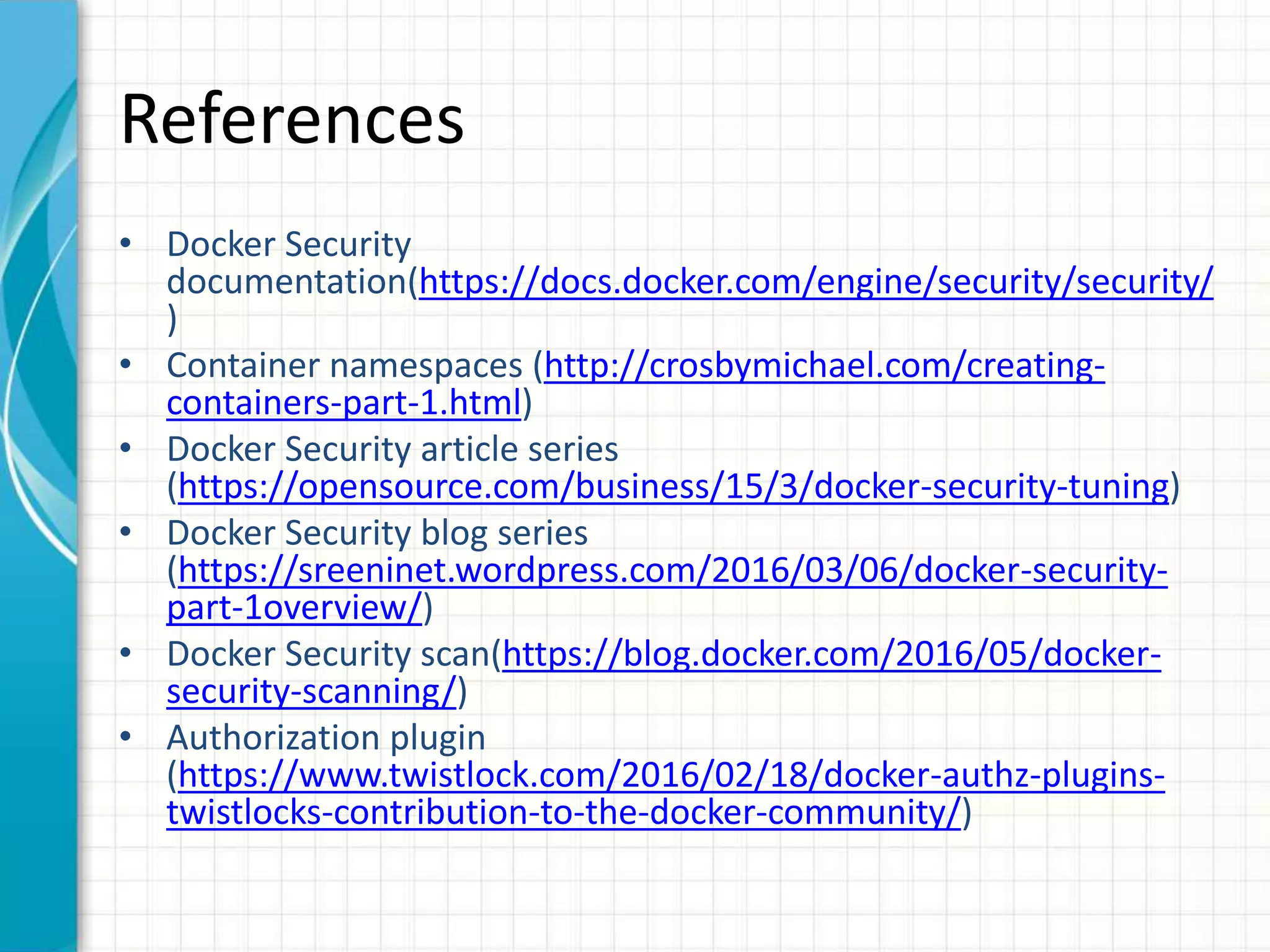 Docker Security Overview | PPTX | Operating Systems | Computer Software and Applications