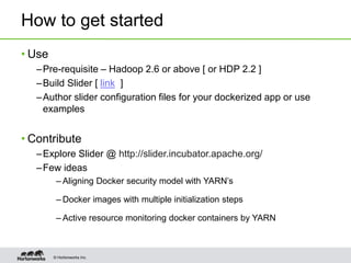 Deploying Docker applications on YARN via Slider | PPT