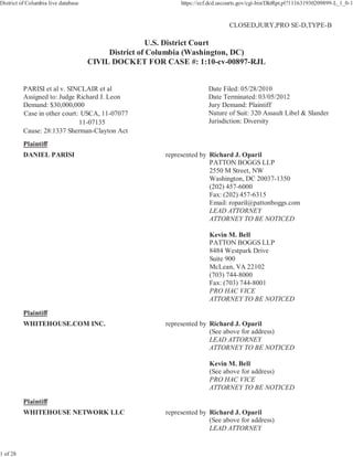 DOCKET SHEET - Parisi/Whitehouse.com vs Sinclair | PDF | Legal Services ...