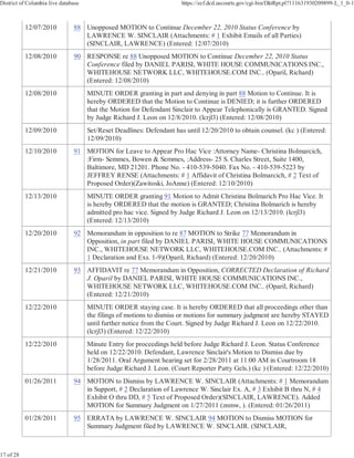 DOCKET SHEET - Parisi/Whitehouse.com vs Sinclair | PDF | Legal Services ...