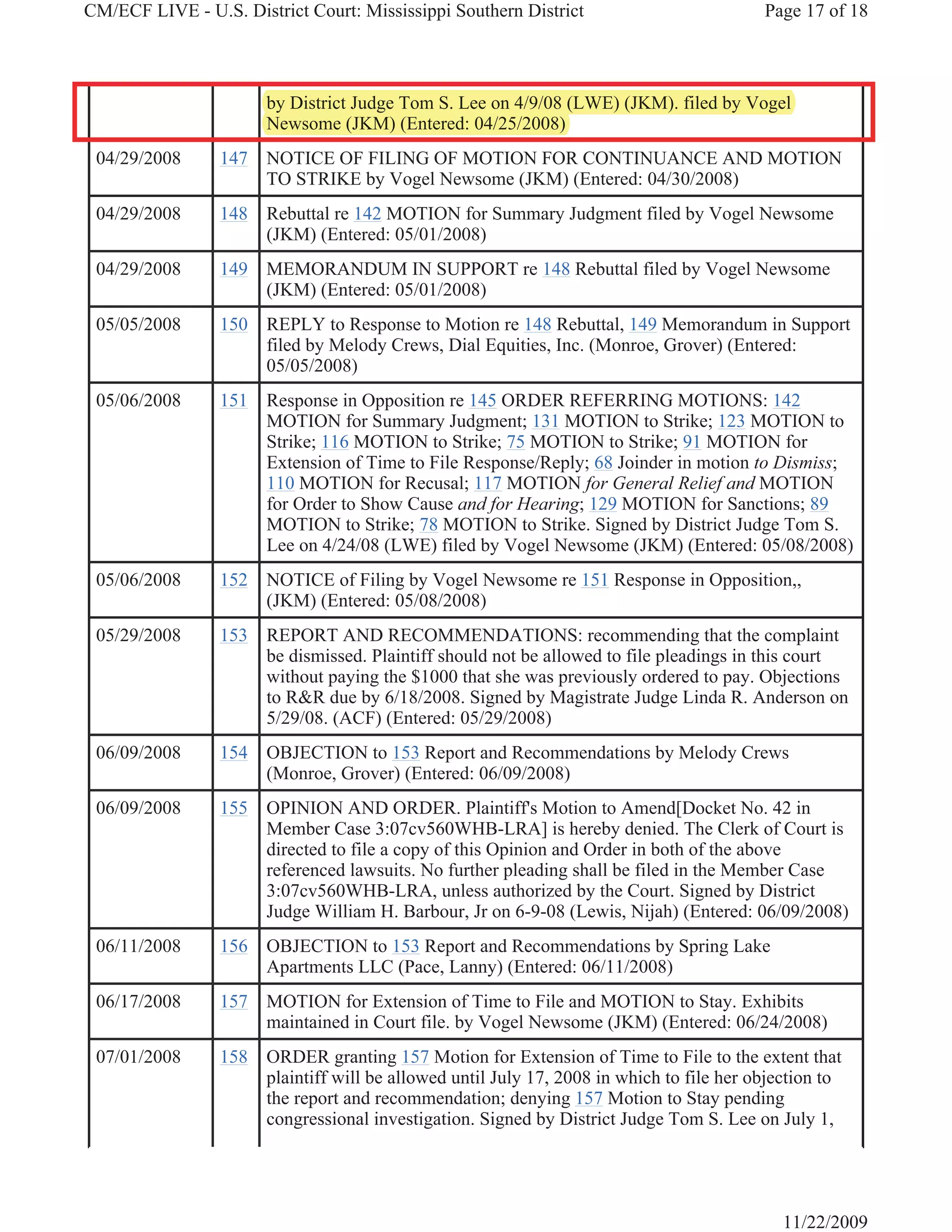 Docket sheet newsome v sla (0099) | PDF