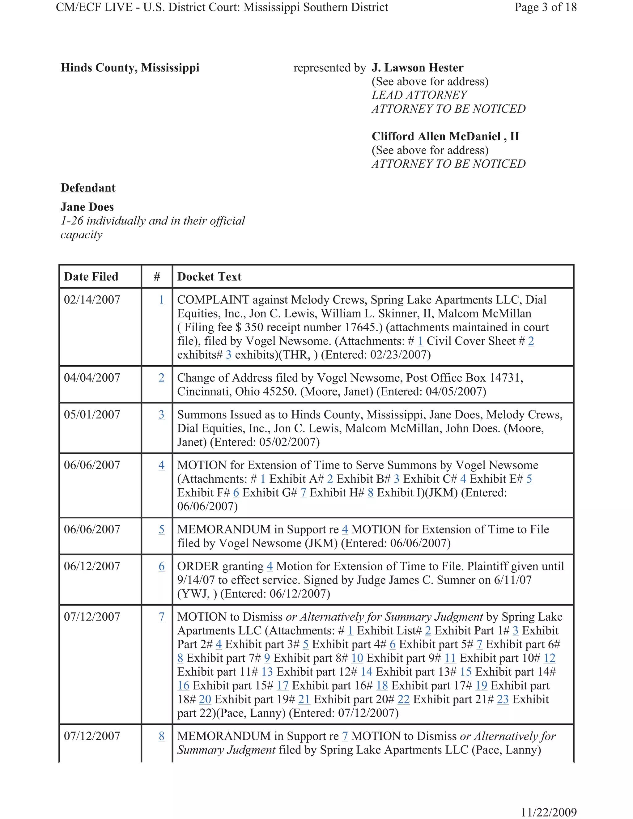 Docket sheet newsome v sla (0099) | PDF