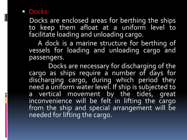 Docks and their classification | PPTX | Cruises | Travel Type