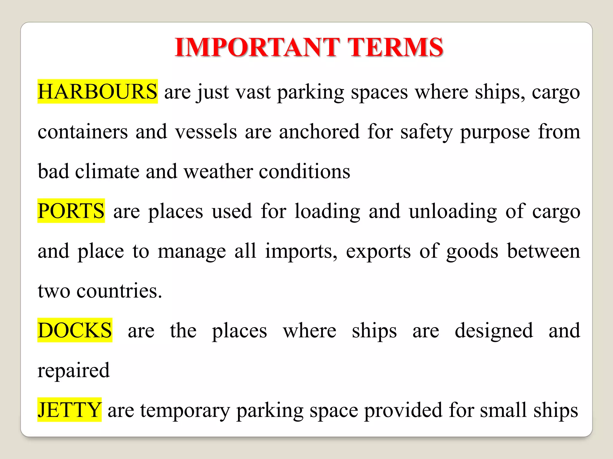 Docks, Harbour and Ports | PDF