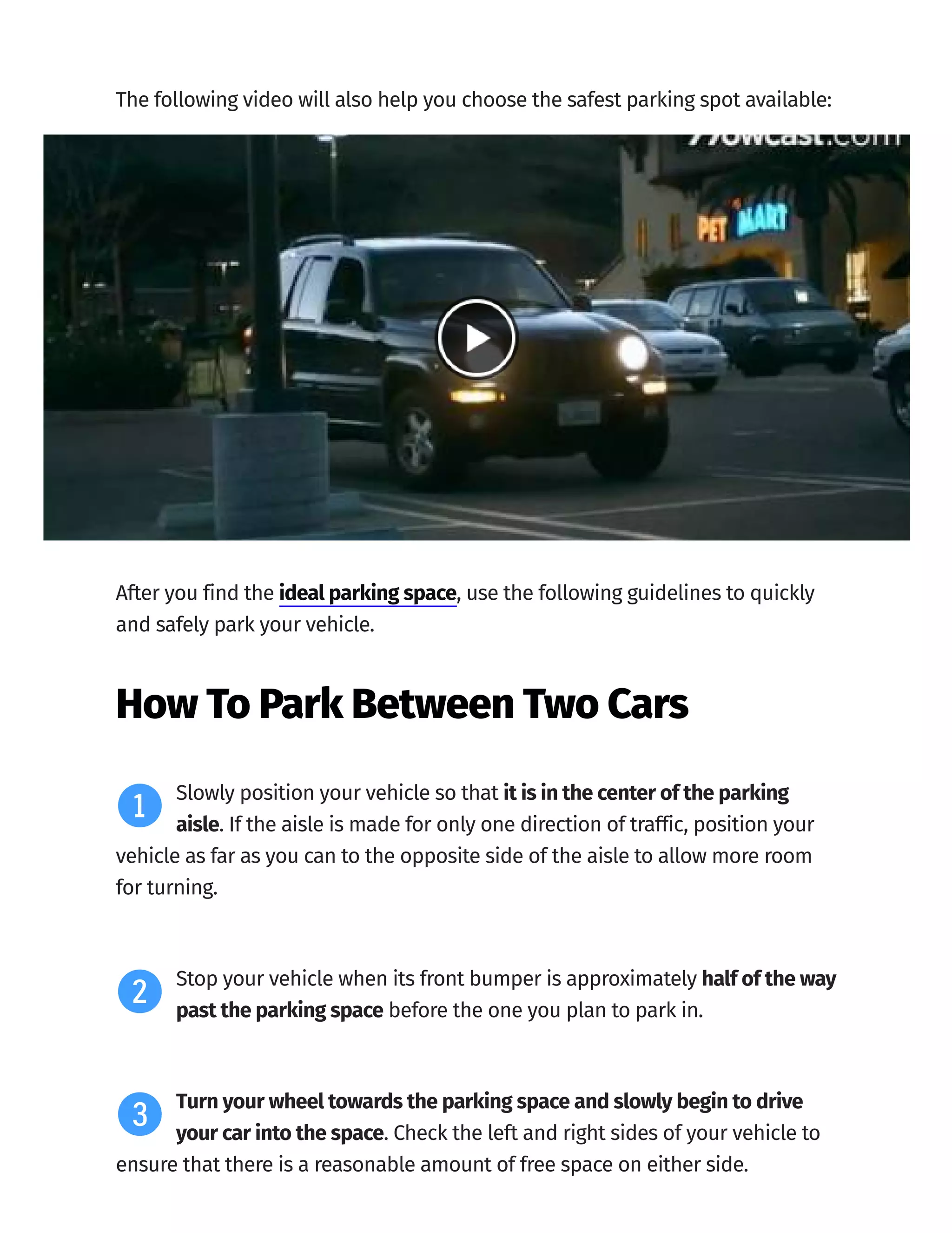 Everyday Maneuvers: This Is How You Park Your Car Between Two Other Vehicles | PDF