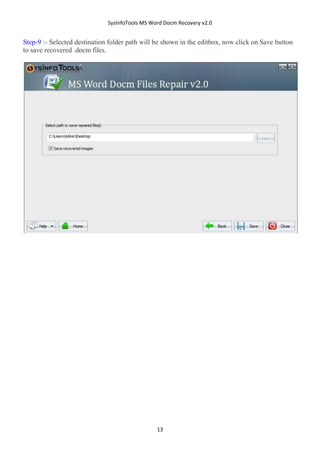 SysInfoTools MS Word DOCM Recovery | PDF | Operating Systems | Computer Software and Applications