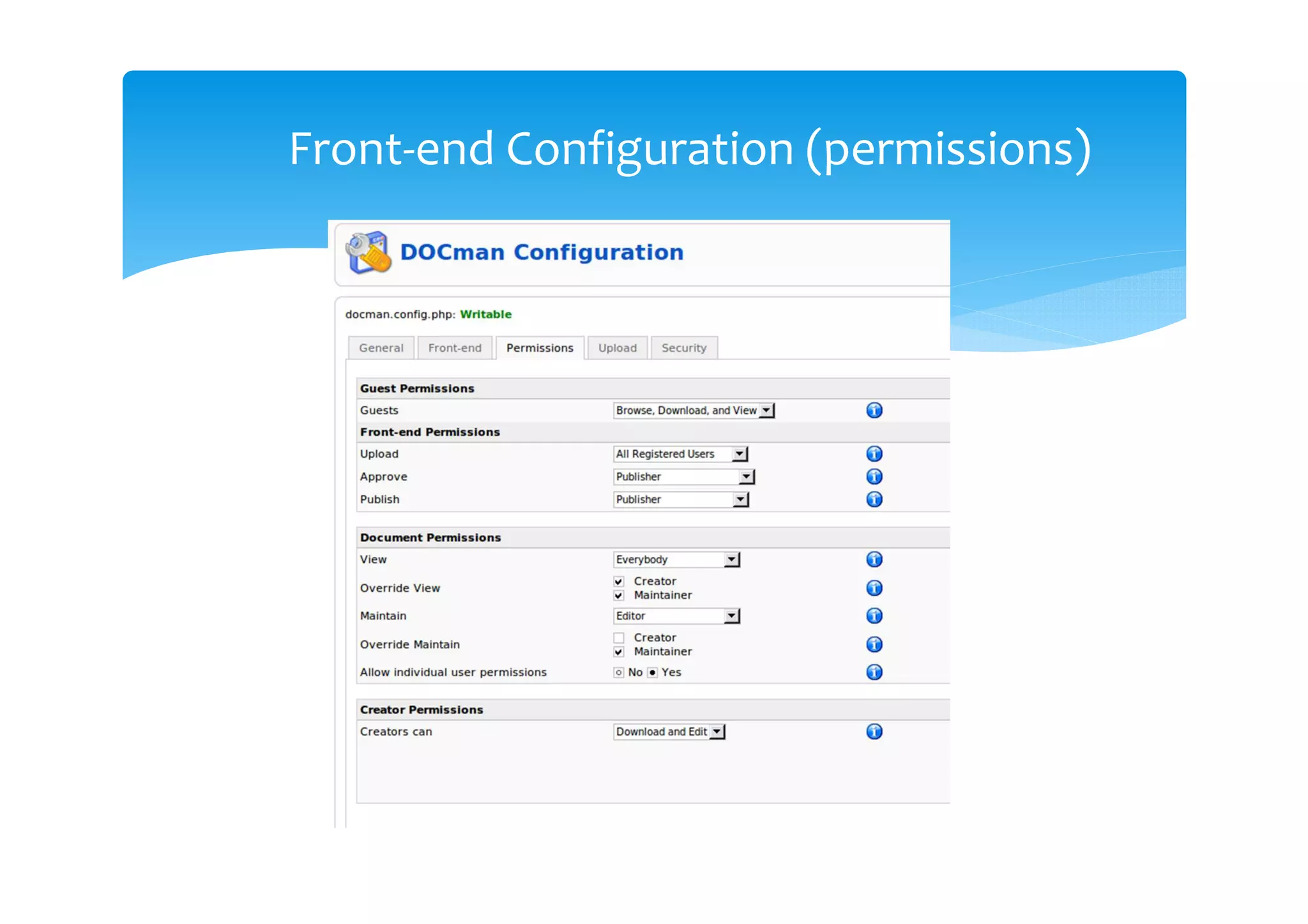 DOCman: Front-End Configuration | PPT