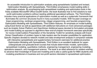 [PDF] Optimization Modeling with Spreadsheets | PPT
