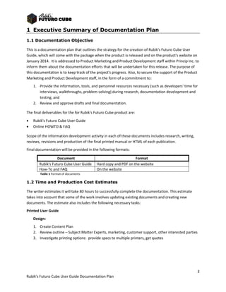 Rubik's Futuro Cube User Manual Documentation Plan | PDF