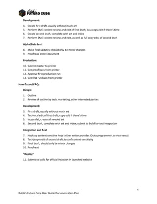 Rubik's Futuro Cube User Manual Documentation Plan | PDF