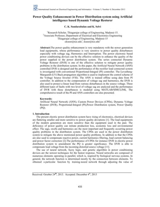 Power Quality Enhancement in Power Distribution system using Artificial ...