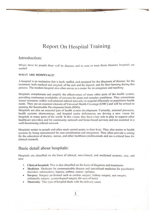 HOSPITAL TRAINING REPORT 2024 | PDF